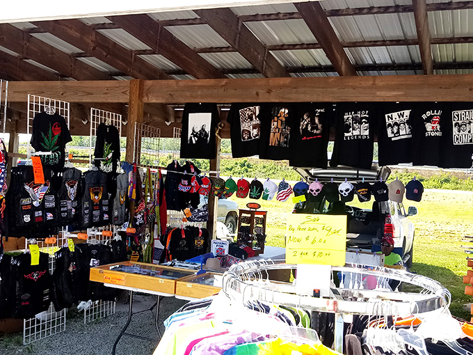 The T-shirt booth: where your personality goes public. Each graphic tee here is practically screaming, "Buy me and make a statement!"