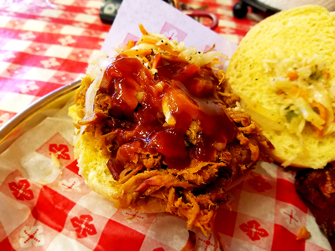 This pulled pork sandwich isn't just a meal&mdash;it's an experience. Each tender strand seems to whisper, "Yes, the drive to Wooster was worth it."