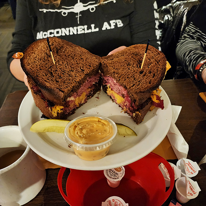 The Reuben at Big Jim's doesn't just satisfy hunger&mdash;it obliterates it. That dark pumpernickel bread holding a small mountain of corned beef is pure sandwich architecture.