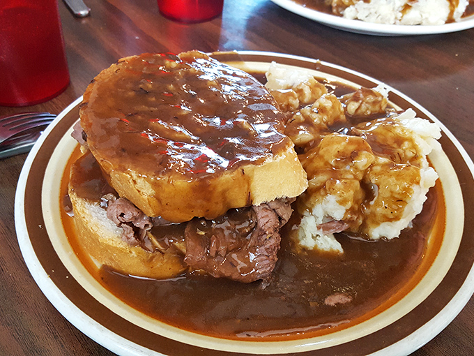 When they say "hot roast beef," they mean a glorious mountain of tender meat swimming in gravy that could solve world peace.