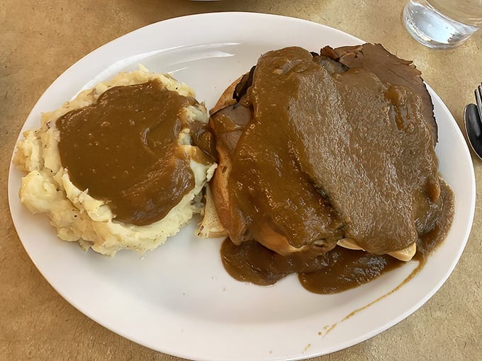 Roast beef and mashed potatoes under a gravy lake&mdash;the comfort food equivalent of being wrapped in your grandmother's quilt.