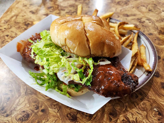 The sandwich that launched a thousand napkins. This saucy creation with crisp fries proves that lunch at Sulimay's deserves equal billing with breakfast.