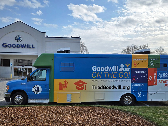 Goodwill on wheels! This mobile outreach vehicle brings the thrifting experience to communities throughout the Triad region.