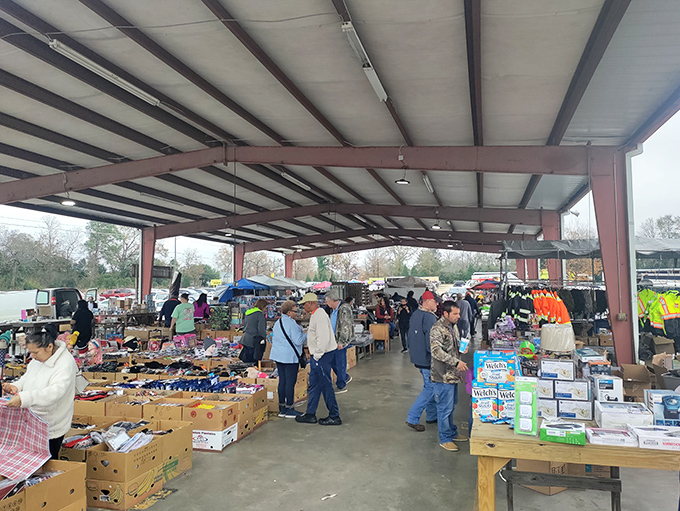 Weekend warriors on the hunt! The covered market hums with activity as shoppers scan tables for that perfect something.