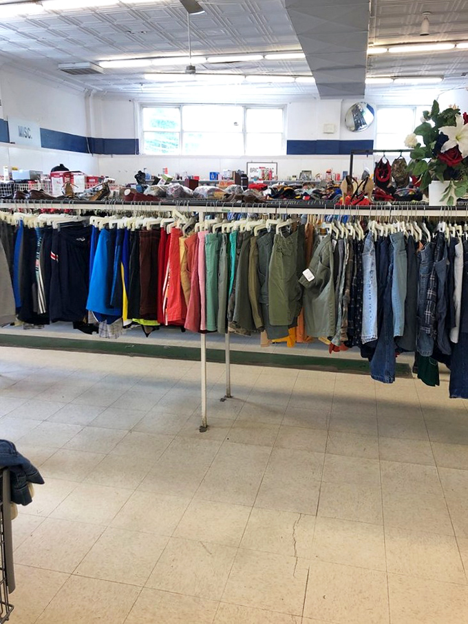 The men's clothing section, organized with military precision, makes finding that perfect button-down easier than parallel parking.
