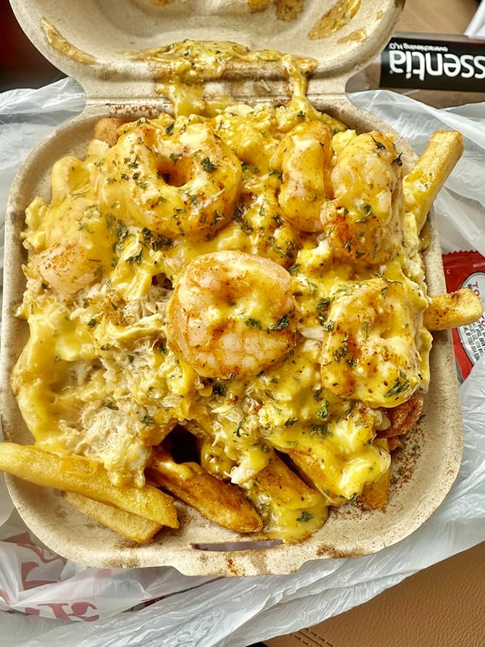 These plump shrimp and tender steak pieces aren't just toppings—they're the main characters in your french fry blockbuster.