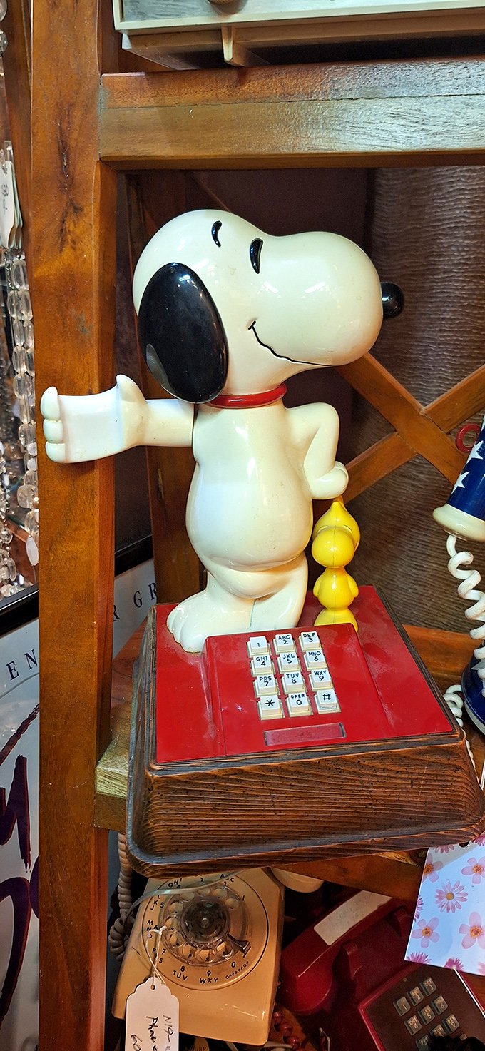 Hello? The past calling! This Snoopy telephone combines childhood nostalgia with mid-century functionality&mdash;Woodstock included at no extra charge.