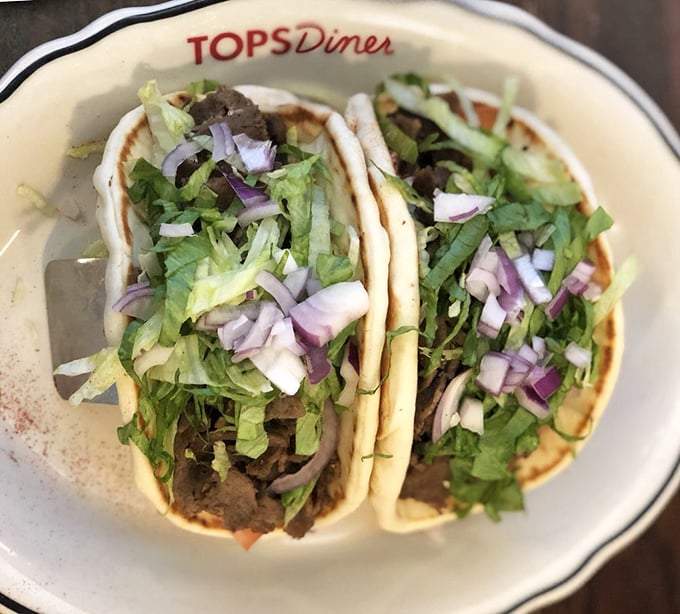Tacos that bring a welcome south-of-the-border flair to the Jersey diner scene, nestled in a dish proudly bearing the Tops name.