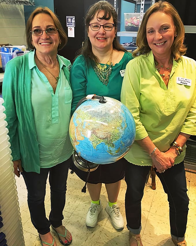 The globe isn't just for show&mdash;it's pointing to all the places you can travel with money saved from shopping here.