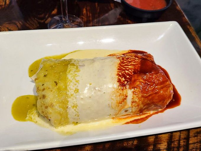 The tri-color wet burrito isn't just dinner&mdash;it's a flavor flag of Mexico that demands to be saluted with every bite.