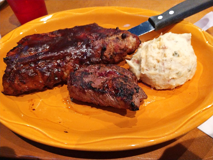 When you can't decide between steak and ribs, Crazy Horse says, "Why choose?" This plate is the culinary equivalent of having your cake and eating it too.