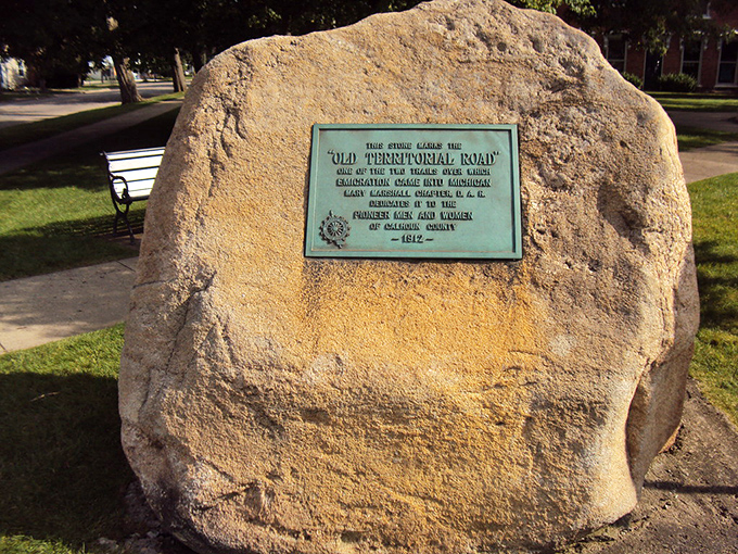 History literally set in stone&mdash;this marker for the "Old Territorial Road" connects modern visitors to the pioneers who shaped Michigan's early days.