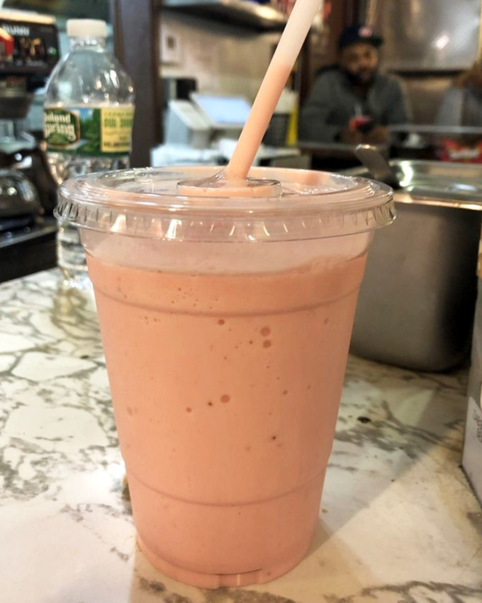 This strawberry shake isn't just pink—it's the blush of first love, the sunset over Jersey, and dessert all swirled into one straw-ready package.