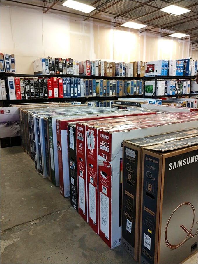 Television heaven! These flat-screens are lined up like contestants in a beauty pageant, each vying for a spot in your living room.