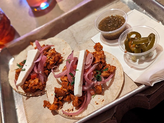 These street tacos might look Earth-bound, but the flavors are out of this world. The pickled red onions add that perfect tangy contrast.