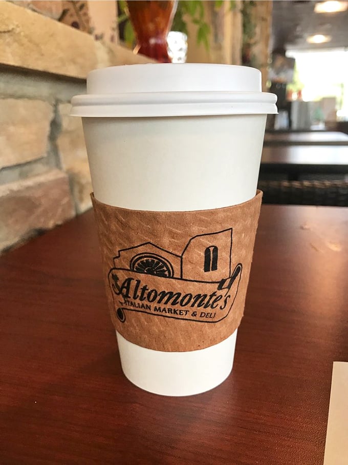 Even their coffee cups dress Italian-style, with a rustic paper sleeve that whispers, "This isn't just caffeine; it's culture in a cup."