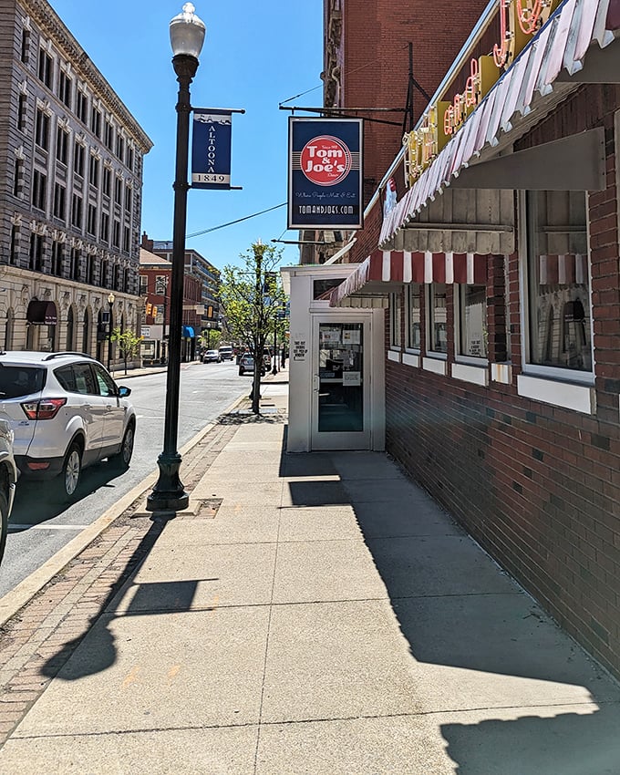 Sunlight bathes the sidewalk outside Tom & Joe's, where locals have been starting their day with hearty breakfasts and hometown gossip for decades.