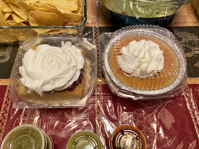 Dessert nirvana awaits with these take-home treasures &ndash; flan and tres leches cakes topped with clouds of whipped cream that would make angels jealous.