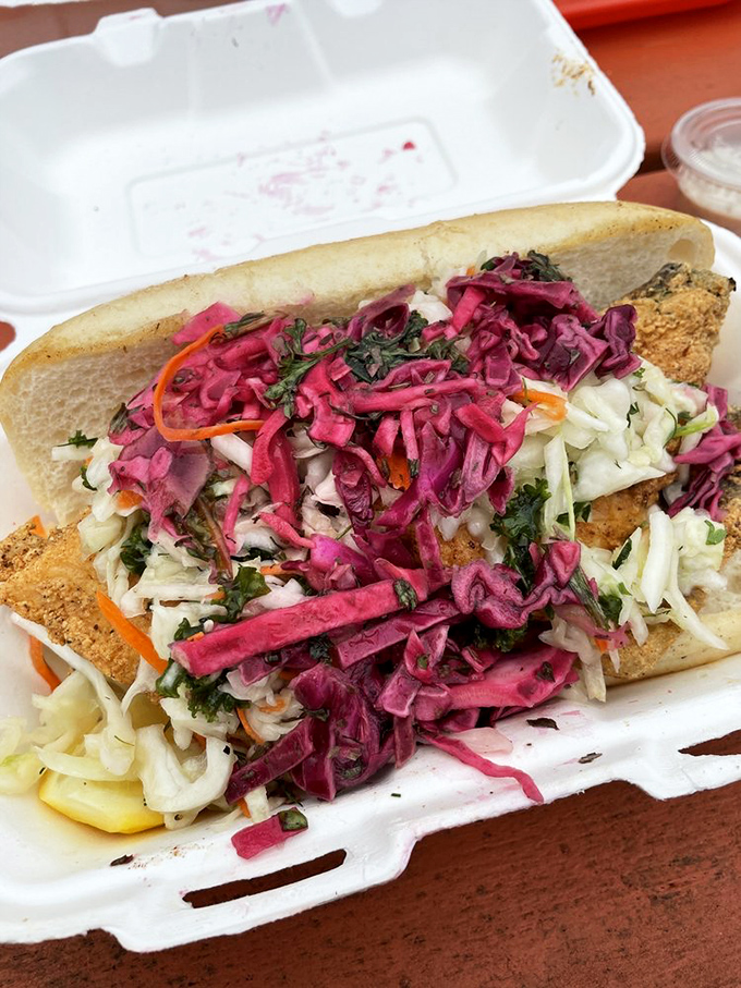 The trout roll&mdash;where vibrant slaw creates a color palette as impressive as the flavor profile. Eating the rainbow never tasted so good.