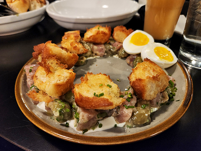 Toasted bread islands in a sea of savory goodness. This elegant appetizer proves that simple ingredients can create extraordinary flavors.