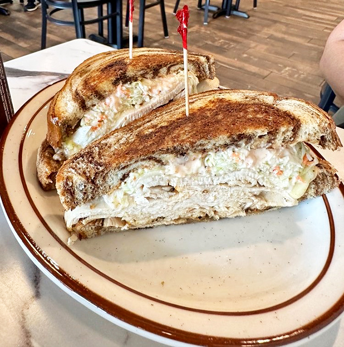 The turkey special &ndash; where poultry goes to achieve immortality between two slices of perfectly toasted bread and creamy slaw.