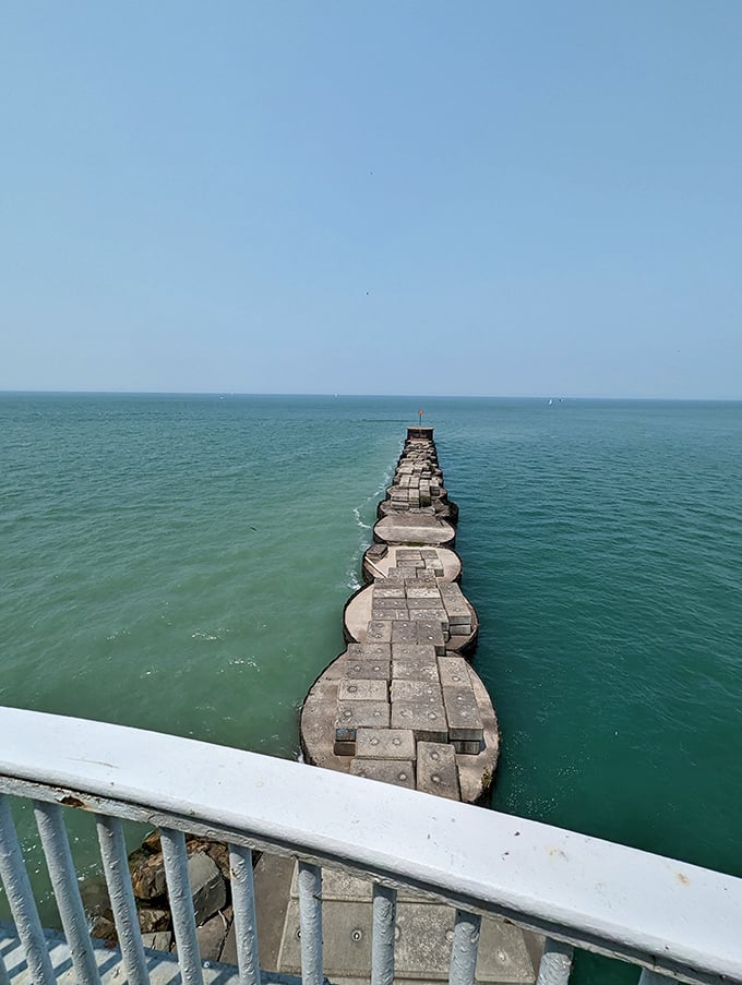 Looking down the breakwater's spine, you realize this isn't just a path&mdash;it's a runway for launching your imagination into Lake Erie's horizon.
