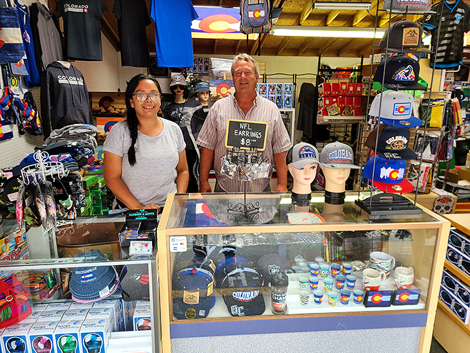 Colorado pride on full display. Local vendors showcase everything from Broncos gear to Colorado flag merchandise&mdash;perfect souvenirs that say "I'm a local" even if you're not.