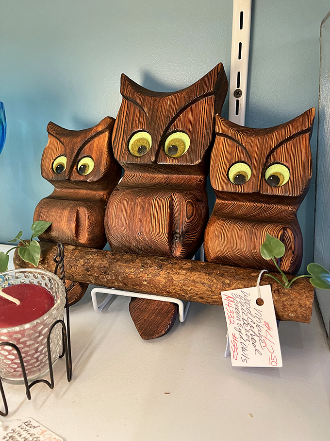 These wooden owls aren't just decor&mdash;they're judging your other purchases with those giant yellow eyes. And I kind of love them for it.