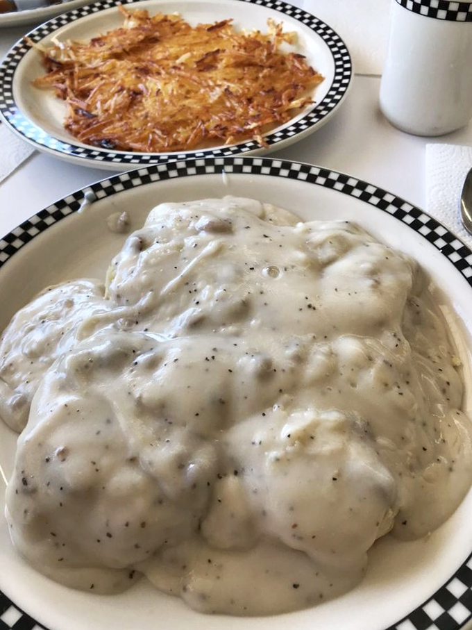 Biscuits and gravy: the breakfast that hugs you from the inside. This plate doesn't just feed your hunger—it soothes your soul.