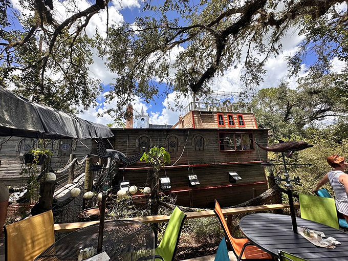 Dine aboard this landlocked galleon where the only thing more impressive than the ship's craftsmanship is not having to worry about seasickness.