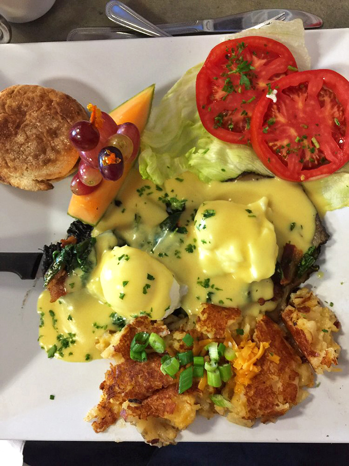 Eggs Benedict done right&mdash;where hollandaise sauce cascades like a yellow waterfall over perfectly poached eggs. Breakfast nirvana achieved!