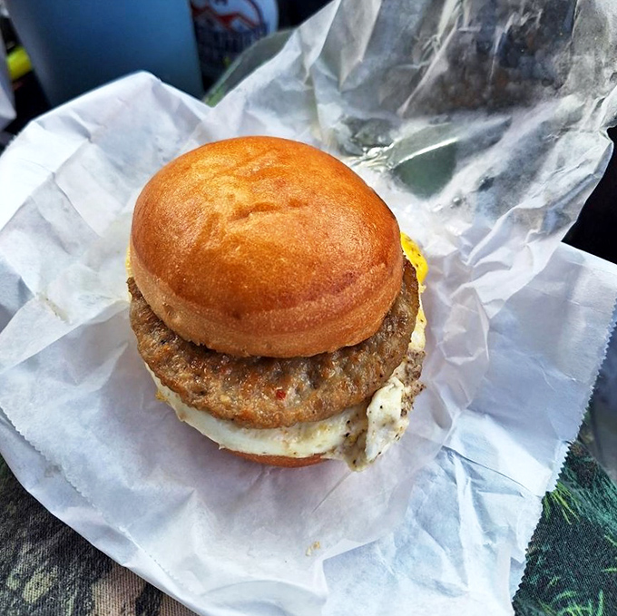 Breakfast sandwich perfection &ndash; where the humble egg and meat meet their destiny between two pieces of golden-brown bread. Morning fuel never looked so good.