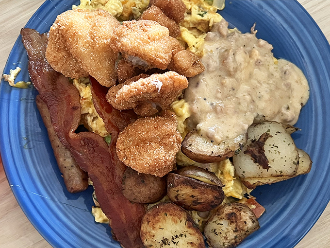 A hearty brunch plate that could fuel a lumberjack through the longest Florida workday.