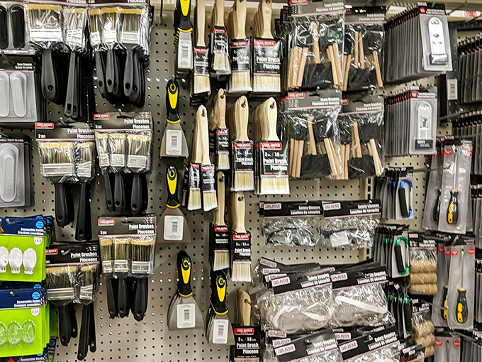 The DIY enthusiast's dream wall. More brushes than Bob Ross could shake a happy little tree at.