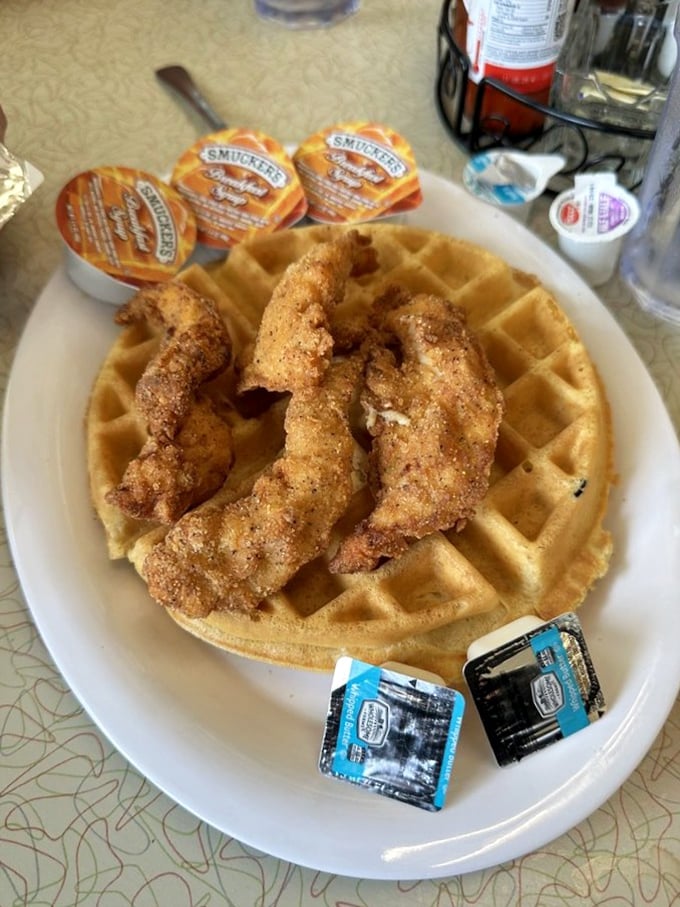 Chicken and waffles: the culinary equivalent of "why choose when you can have both?" Sweet meets savory in this perfect marriage of breakfast and dinner.