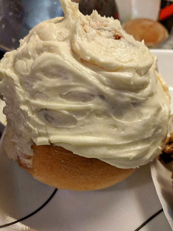 Not icing on a cinnamon roll, but cloud-like cream cheese frosting that makes you question every other cinnamon roll you've ever eaten.
