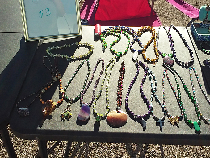 Handcrafted jewelry displays like this remind you that true beauty often comes from the most unexpected places. 