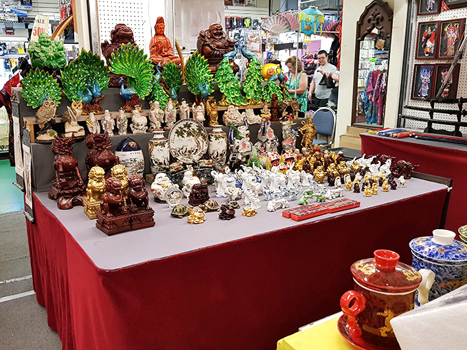 A menagerie of jade Buddhas, lucky cats, and dragon figurines &ndash; perfect for that empty spot on your mantel you didn't know needed filling.