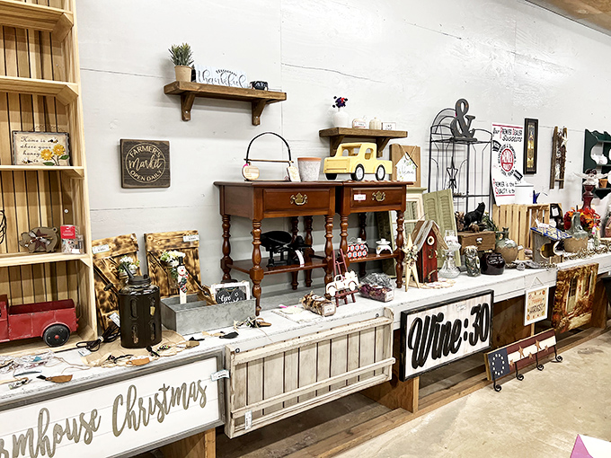 The farmhouse-style display wall could be straight out of a design magazine&mdash;except these pieces won't require a second mortgage.