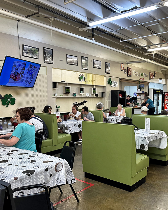"Tasty Bites Caf&eacute;" offers the perfect refueling station for weary treasure hunters. Those mint-green booths have witnessed countless "Should I buy it?" debates.