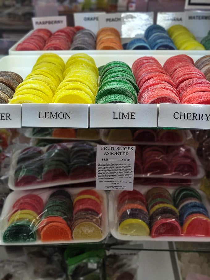 Fruit slices that look like stained glass windows for your taste buds. The lime and cherry options are particularly calling my name.