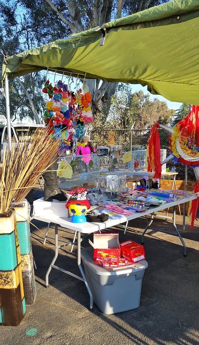 A carnival of color hangs beneath lime-green canvas, where pi&ntilde;atas, toys, and festive decorations transform ordinary days into celebrations worth remembering.