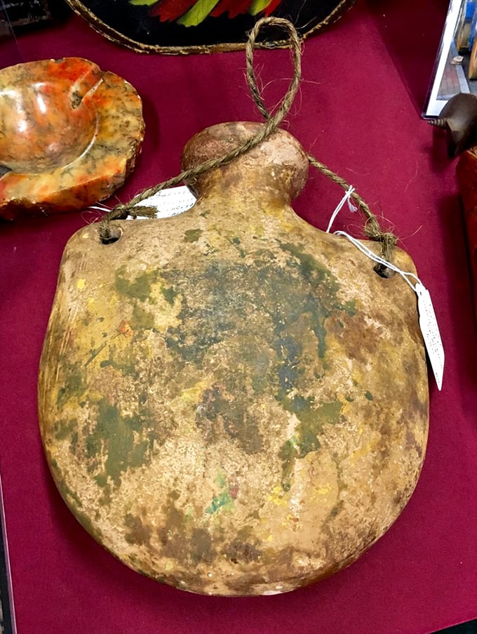 This weathered canteen could tell stories of thirst quenched on dusty trails&mdash;the original water bottle before influencers made hydration fashionable.