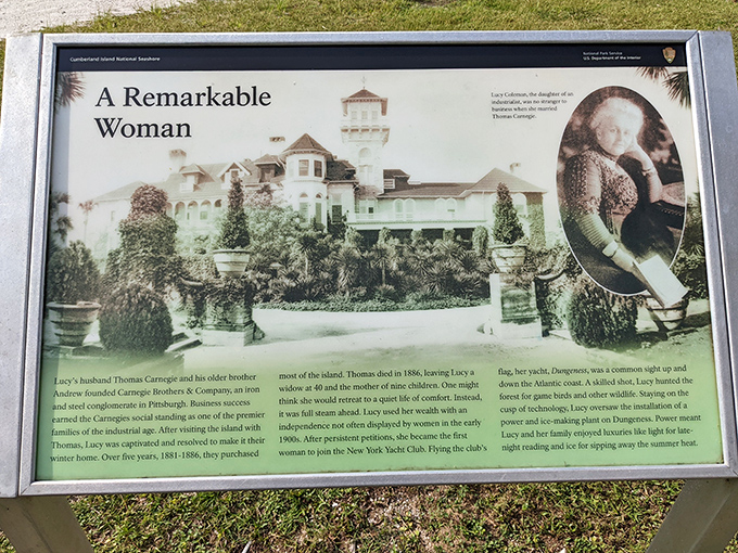 History preserved in words and images—Lucy Carnegie's vision transformed wilderness into a coastal paradise that time couldn't completely erase.