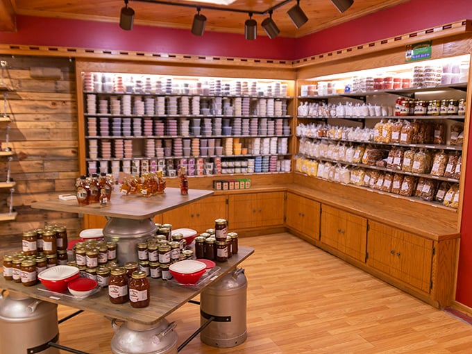 A corner of homemade jams and preserves that would make your grandmother both proud and jealous. Strawberry jam that captures summer in a jar.