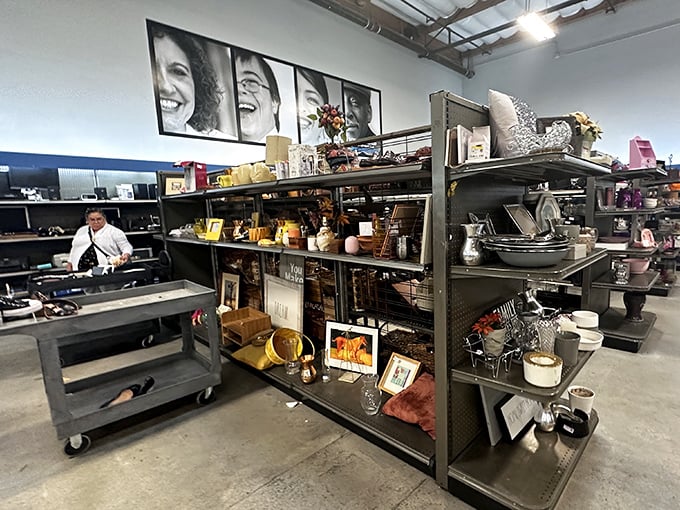 Home d&eacute;cor heaven with shelves of potential conversation pieces. That vintage vase could be the missing piece your mantel has been waiting for all along.