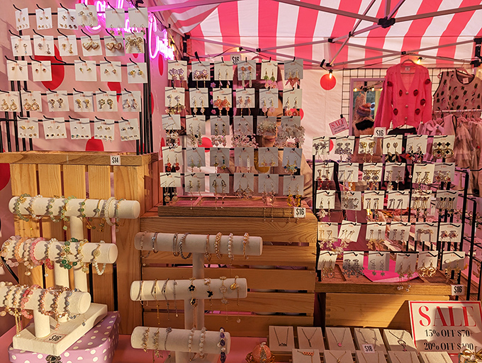 Handcrafted jewelry displayed with care&mdash;because someone's neck is waiting for that perfect conversation-starting pendant.