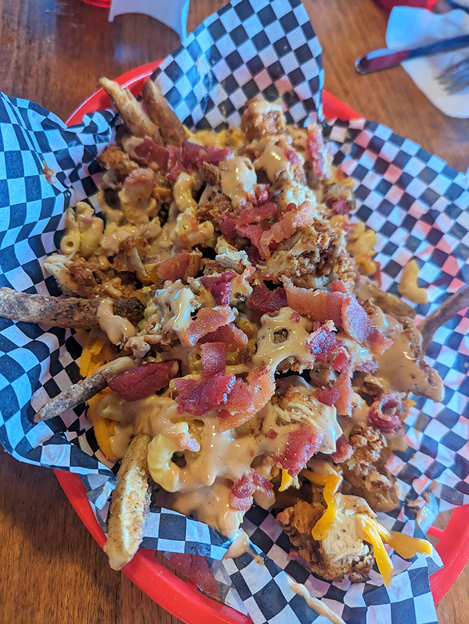 Not just fries &ndash; a masterpiece of indulgence. Cheese, bacon, and chicken transform a side into the main event.