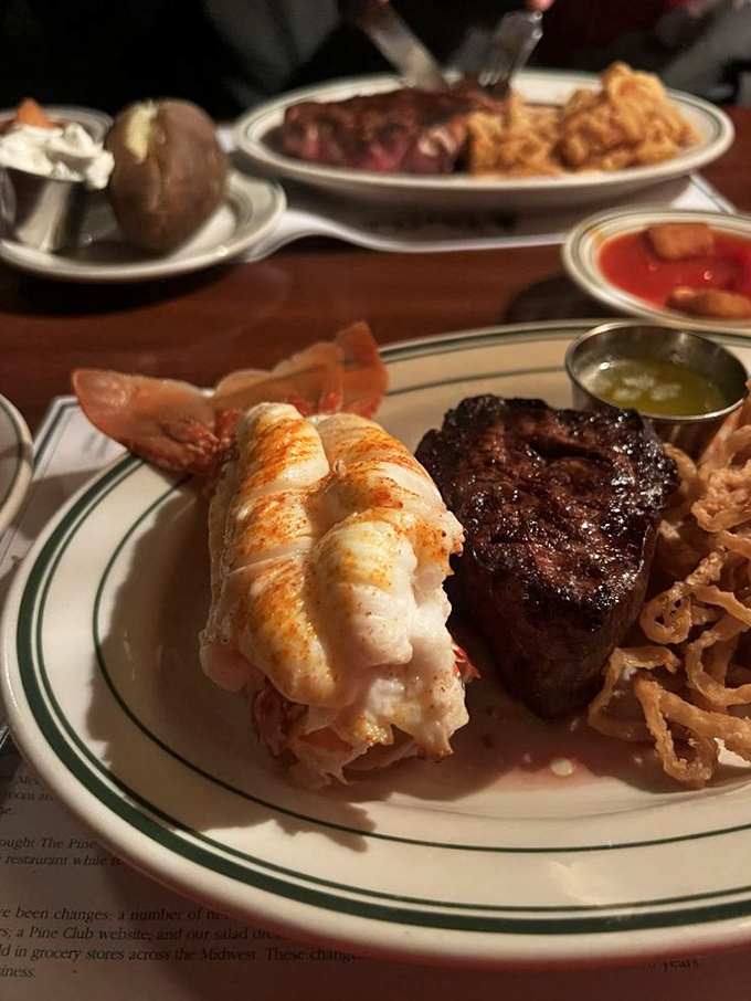 Surf meets turf in the most delicious blind date imaginable&mdash;that lobster tail looks ready for its close-up on the seafood red carpet.