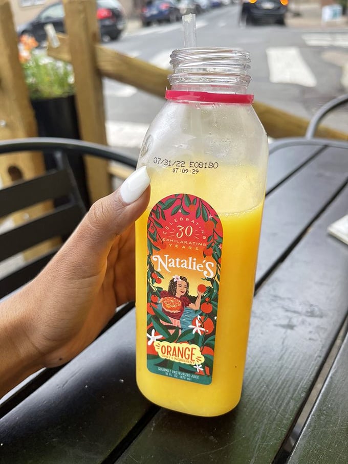 Nothing complements a hearty breakfast like Natalie's orange juice&mdash;sunshine in a bottle that makes your standard OJ look like a pale imitation.